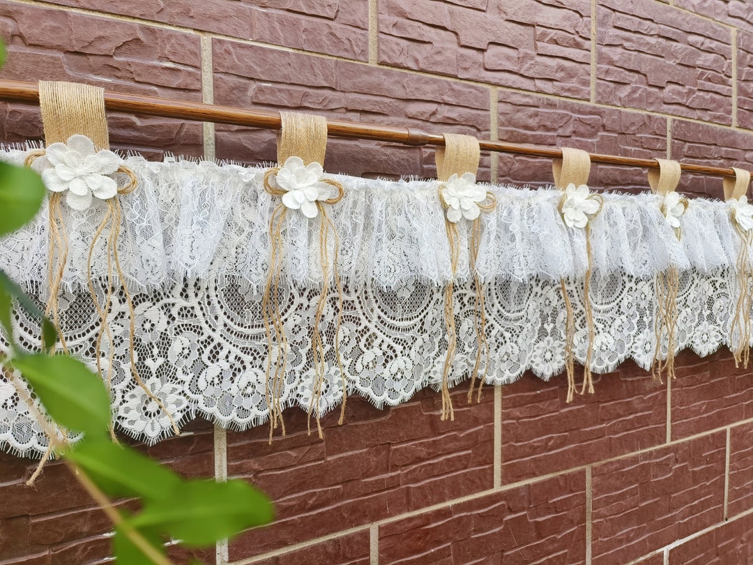 SHABBY Chic Victorian Curtain Valance French Country Cottage White ...