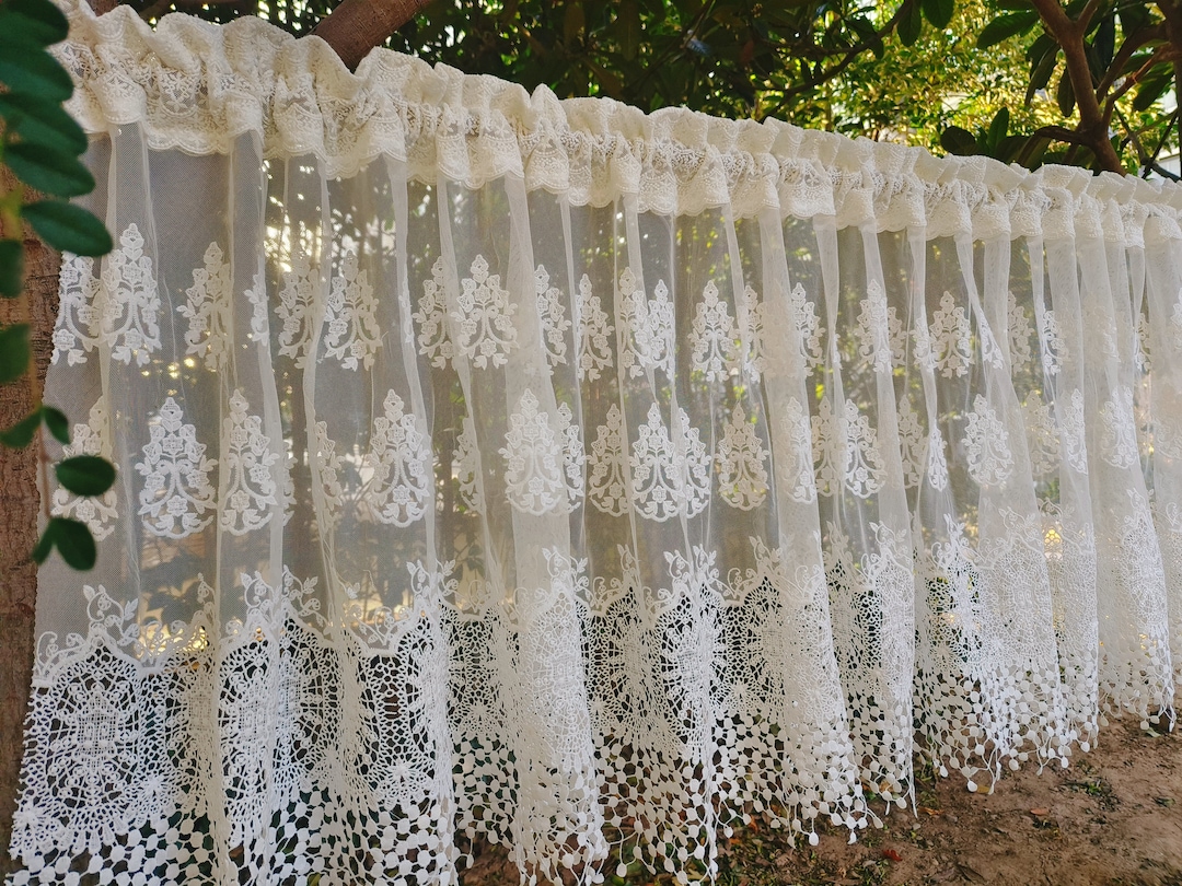 Embroidered Tulle Lace Curtain: Victorian French Country Valance - Etsy