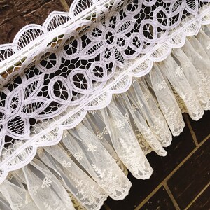 Gorgeous~victorian Style Valance Vintage Battenburg Lace Ruffled Tulle ...