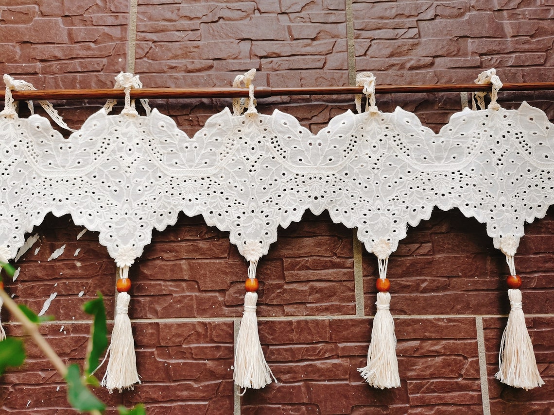 BOHO Style Shabby Chic Window Curtain Valancecountry Cottage - Etsy