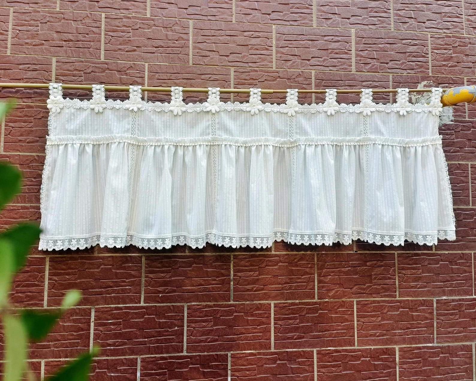 Victorian Cottage Core White Ruffled Valance - Elegant Cotton Kitchen ...
