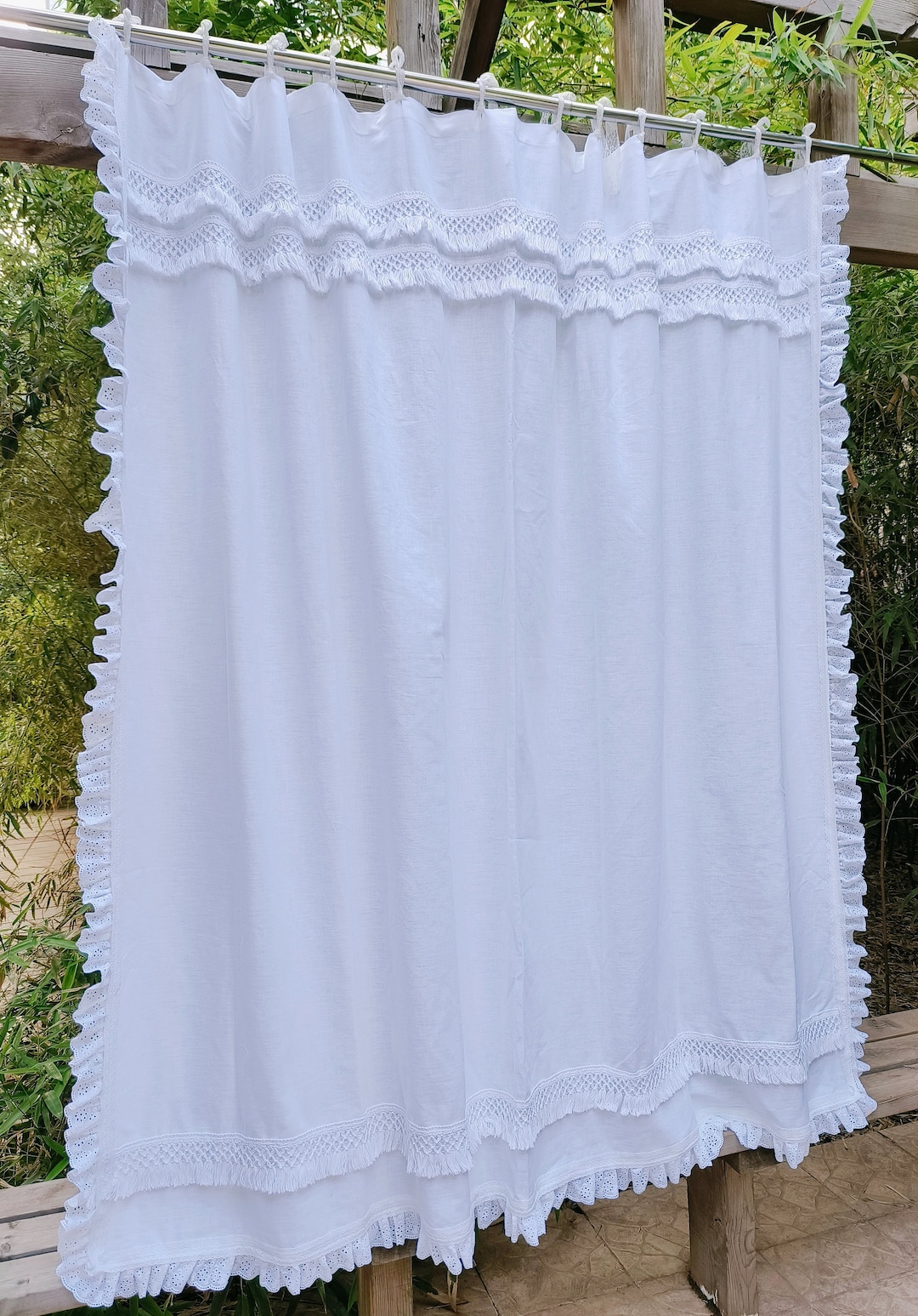 Victorian Elegant Shabby Chic Frilled Window Curtain Shower Curtain ...