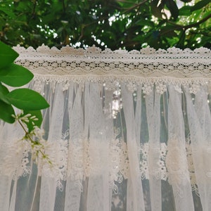 Shabby Chic Ruffled Lace Window Curtain Victorian Cottage French ...