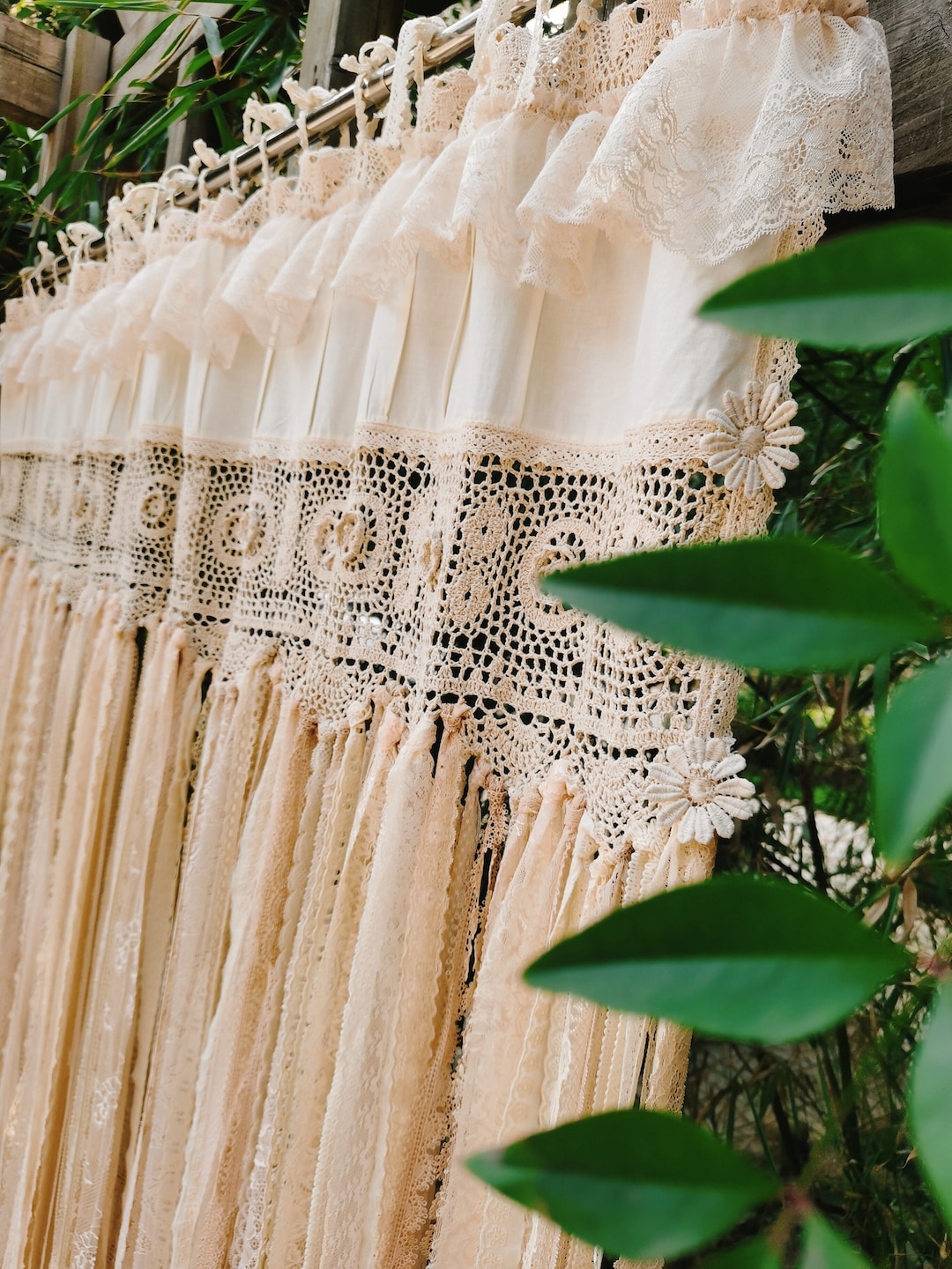 Cottage Core Boho Lace Window Curtain: Shabby Chic Wedding Backdrop ...