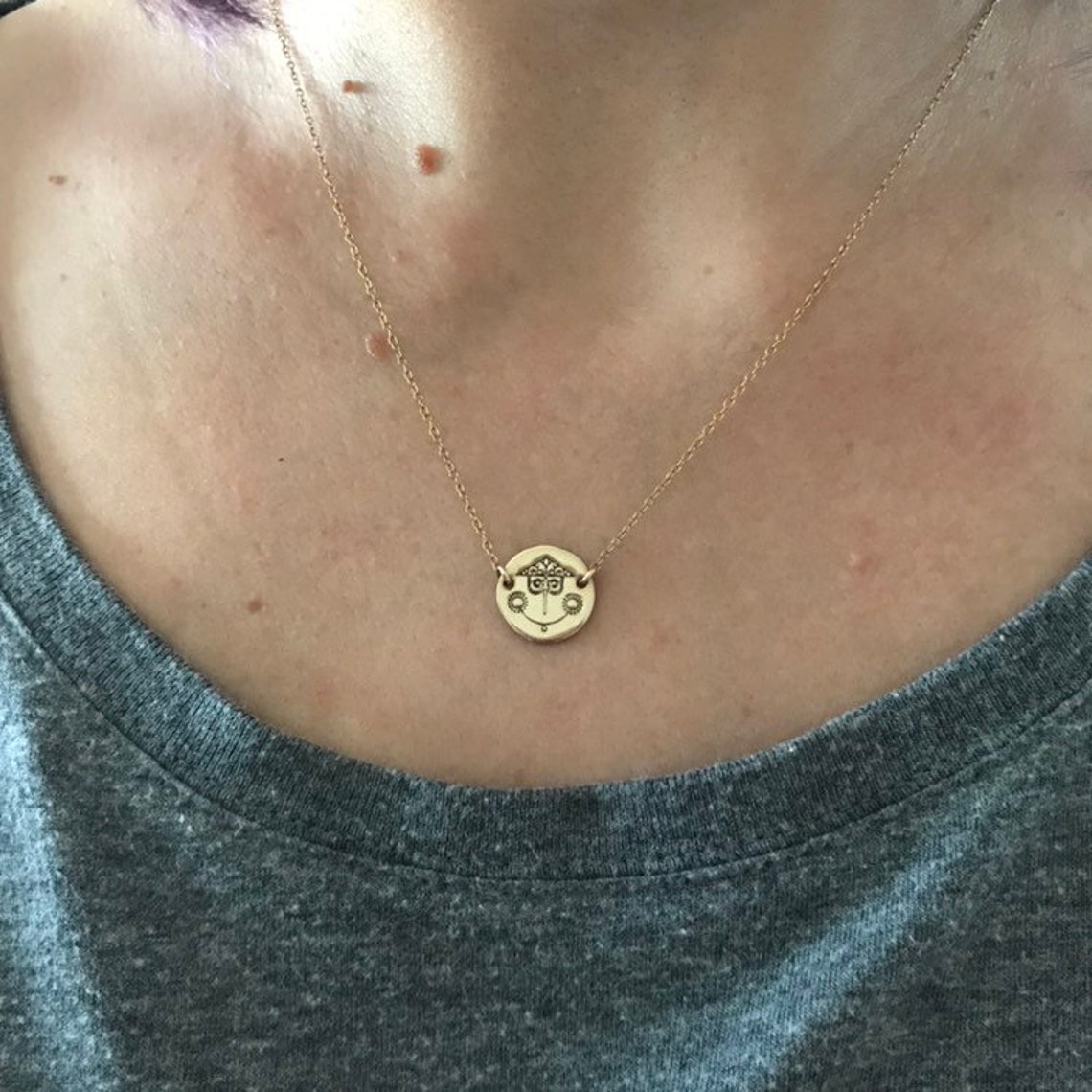 Small World Clock Necklace 14k Gold Filled Disc Sterling | Etsy