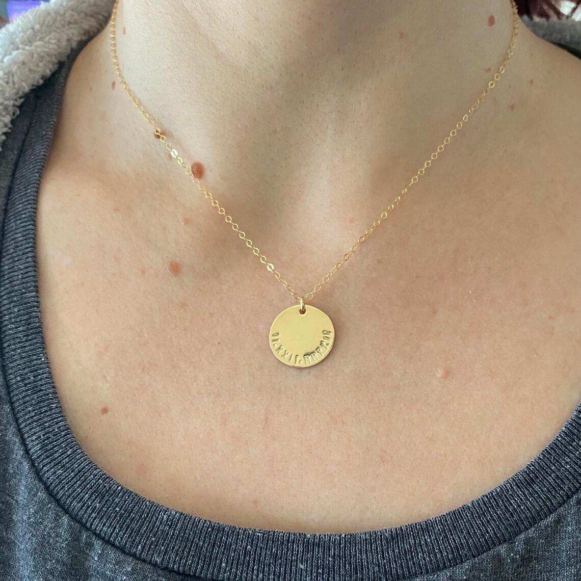 Roman Numerals Disc Necklace, Personalized Gold Disc Necklace ...
