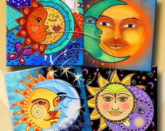 SUN AND MOON Printable Digital Collage Sheet 12 X 3.5 Inch | Etsy