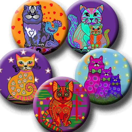 FUNKY ALLEY CATS Digital Collage Sheet 1 Inch Round Images - Etsy