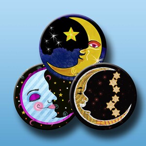 FUNKY MOONS - Digital Collage Sheet 2.5 Inch Circles for Pocket Mirrors ...