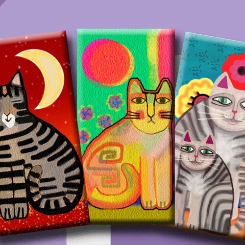 FUNKY ALLEY CATS Digital Collage Sheet 1x2 Inch Domino - Etsy