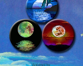 MOONLIGHT REFLECTIONS Digital Collage Sheet 1 inch round | Etsy