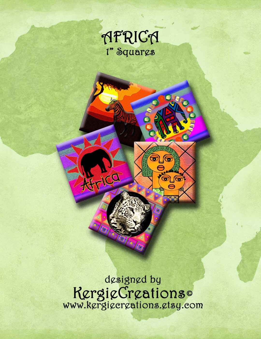 AFRICA Digital Collage Sheet 1 Inch Square Images for - Etsy