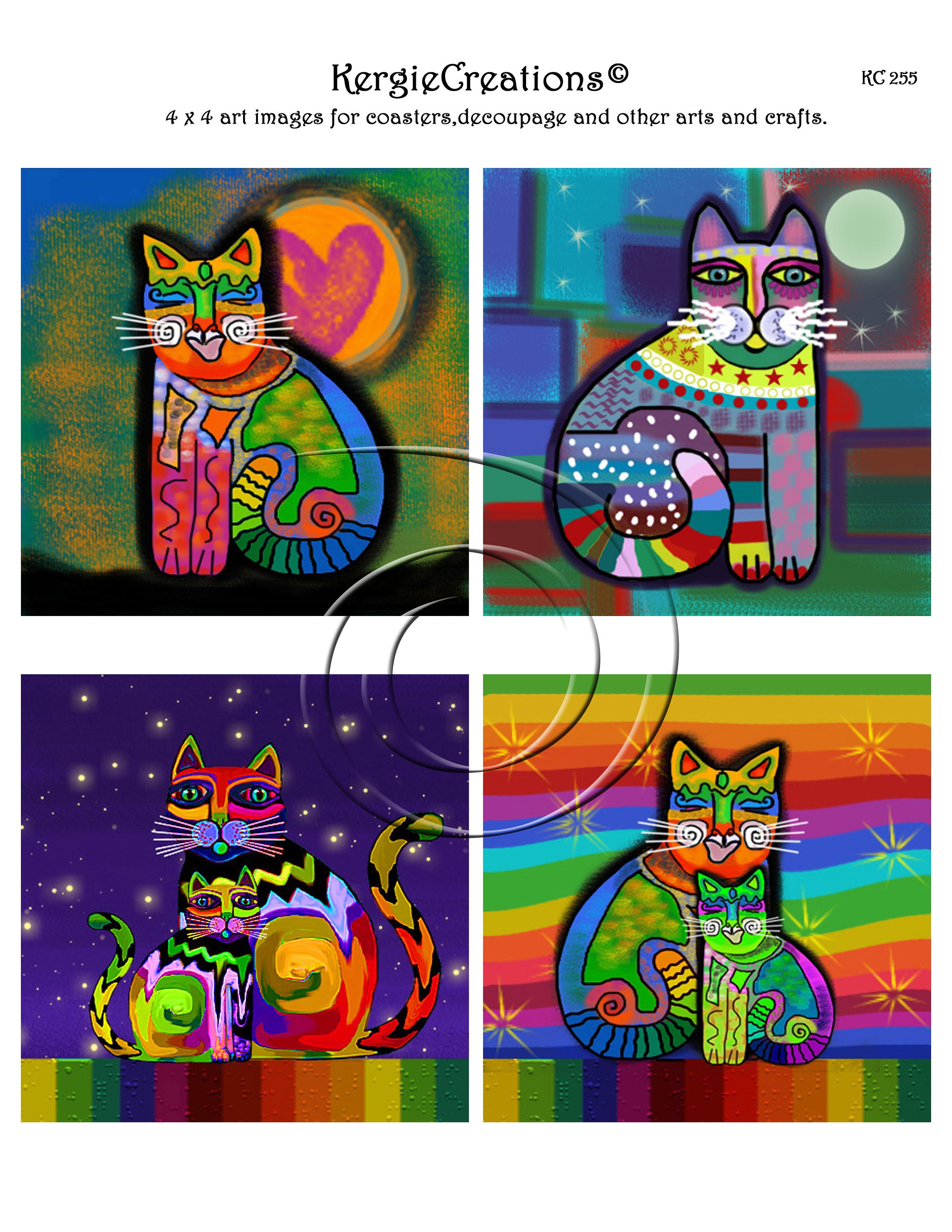 FUNKY ALLEY CATS Printable Digital Collage Sheet 12 X 4 | Etsy