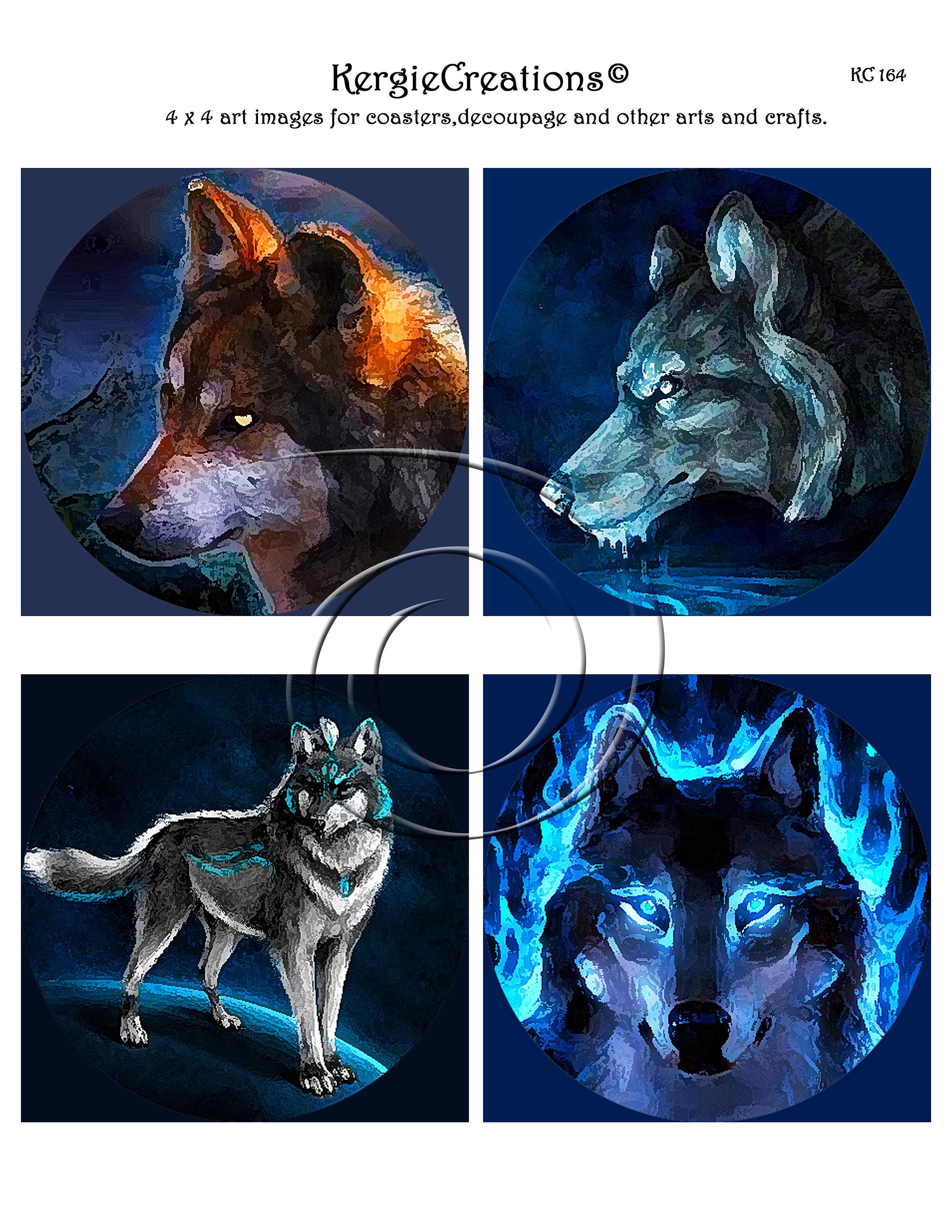 MYSTICAL WOLF 2 Printable Digital Collage Sheet 4 Inch - Etsy