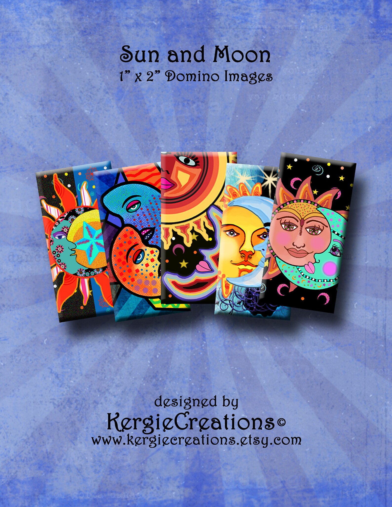 SUN AND MOON Digital Collage Sheet 1 X 2 Etsy