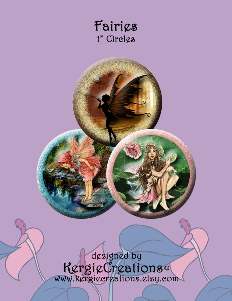 FAIRIES Digital Collage Sheet 1 Inch Round Images for | Etsy