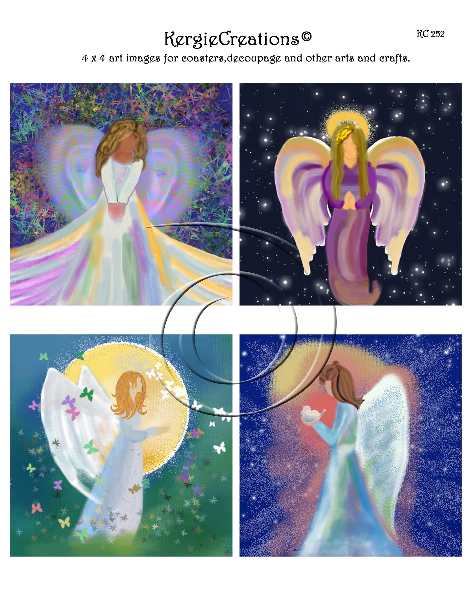 ANGELS Printable Digital Collage 4 Inch Squares for | Etsy