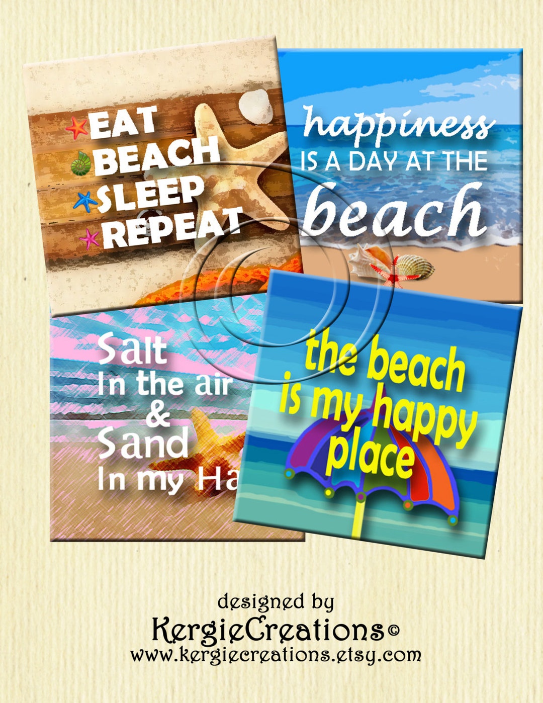 I LOVE THE BEACH - Printable Digital Collage Sheet 12 X 4 Inch Squares ...