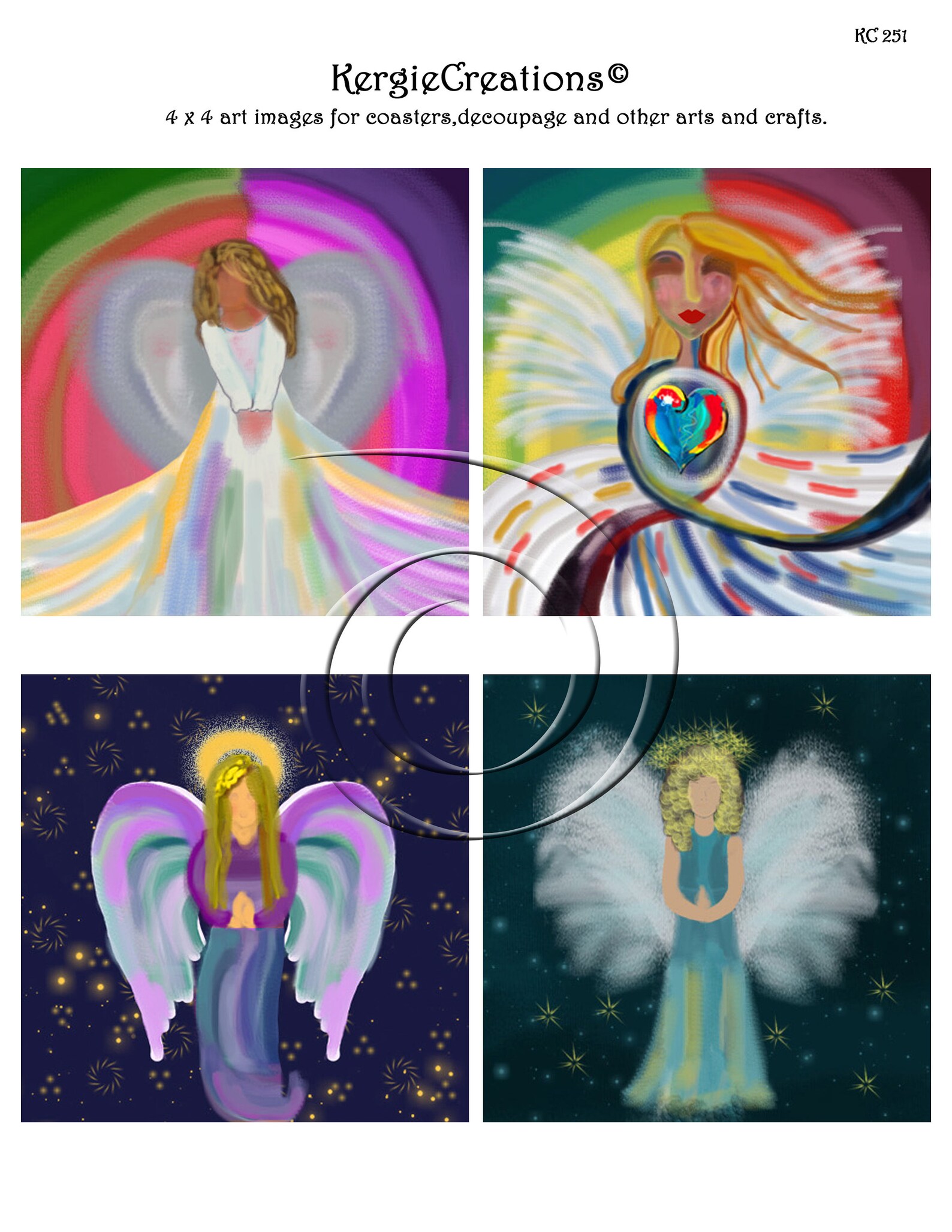 ANGELS Printable Digital Collage 4 Inch Squares for | Etsy