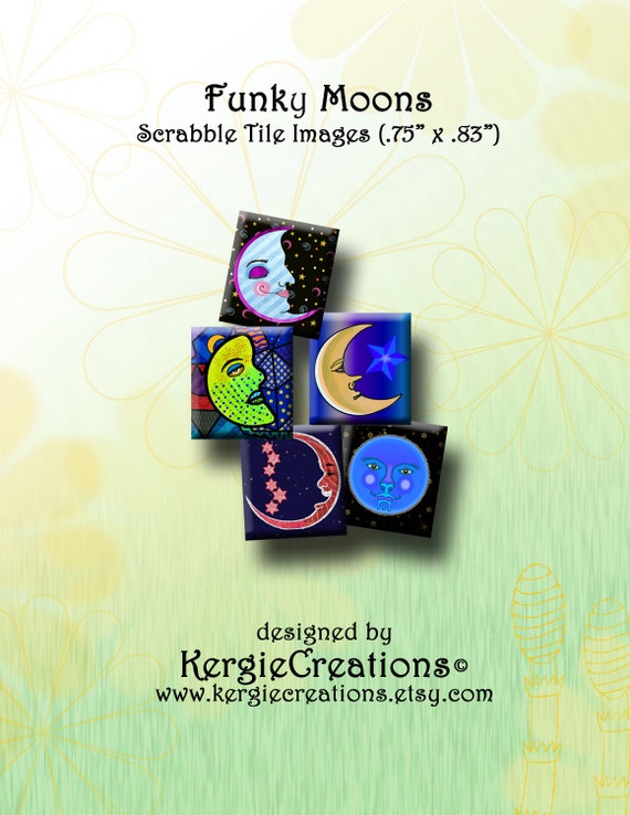 FUNKY MOONS Digital Collage Sheet Scrabble Tile | Etsy