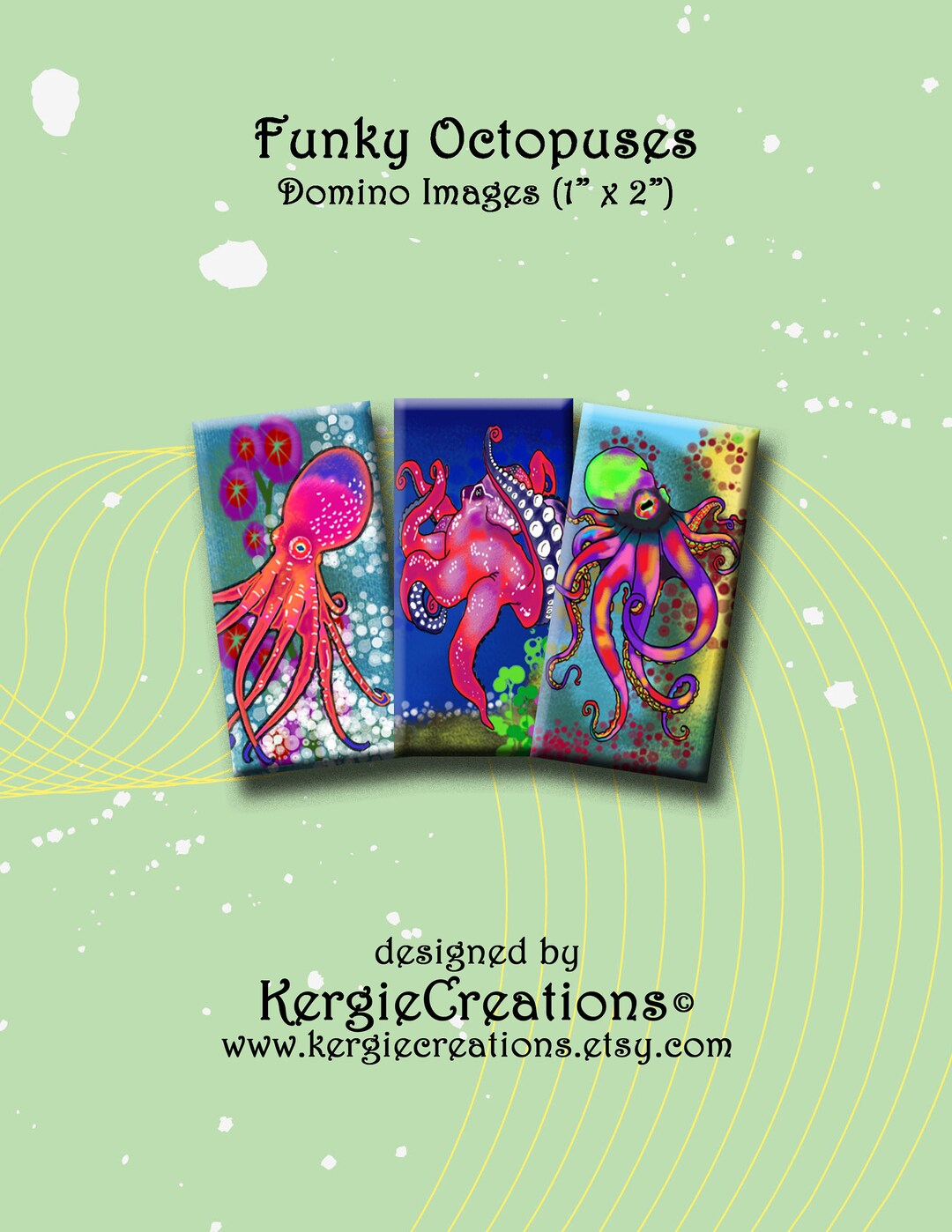 FUNKY OCTOPUSES - Digital Collage Sheet Domino Images (1" X 2") for ...
