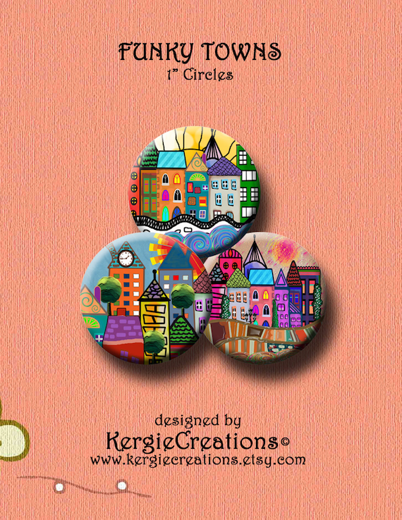 FUNKY TOWNS Digital Collage Sheet 1 Inch Round Images for | Etsy