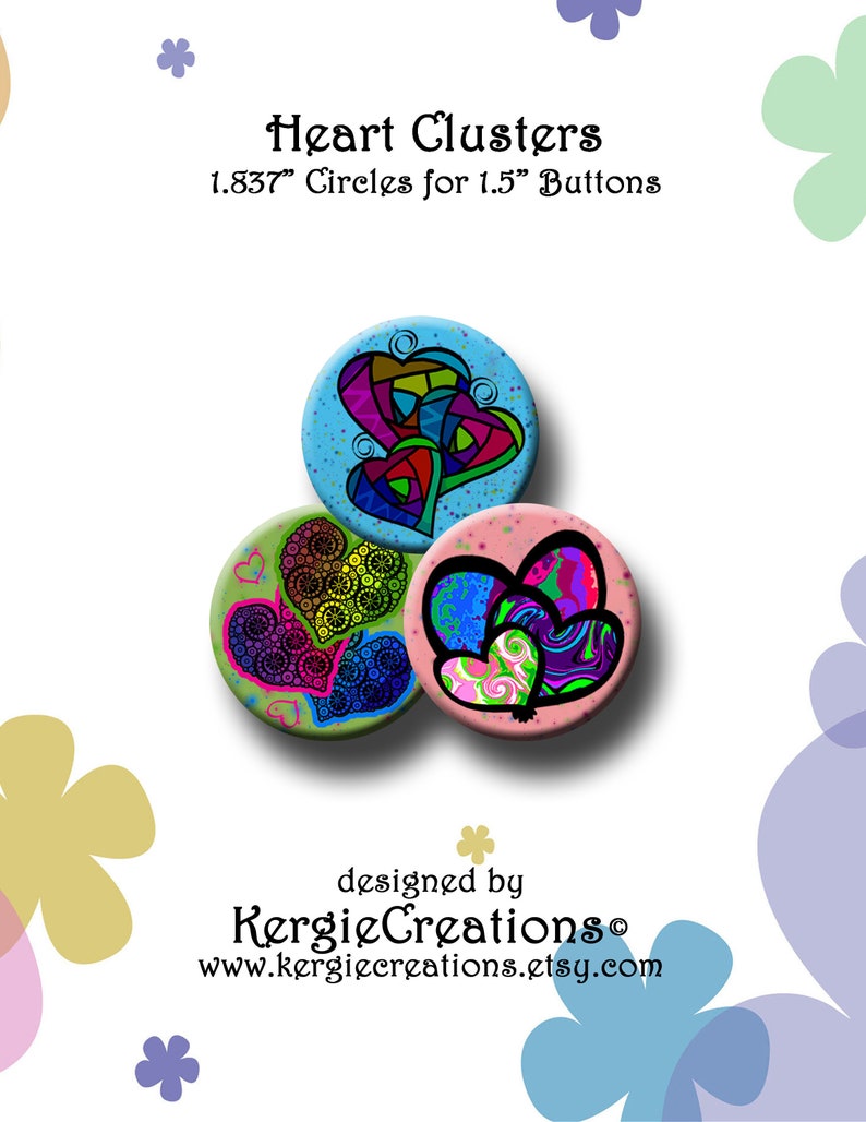 HEART CLUSTERS Digital Collage Sheet 1.837 Circles | Etsy