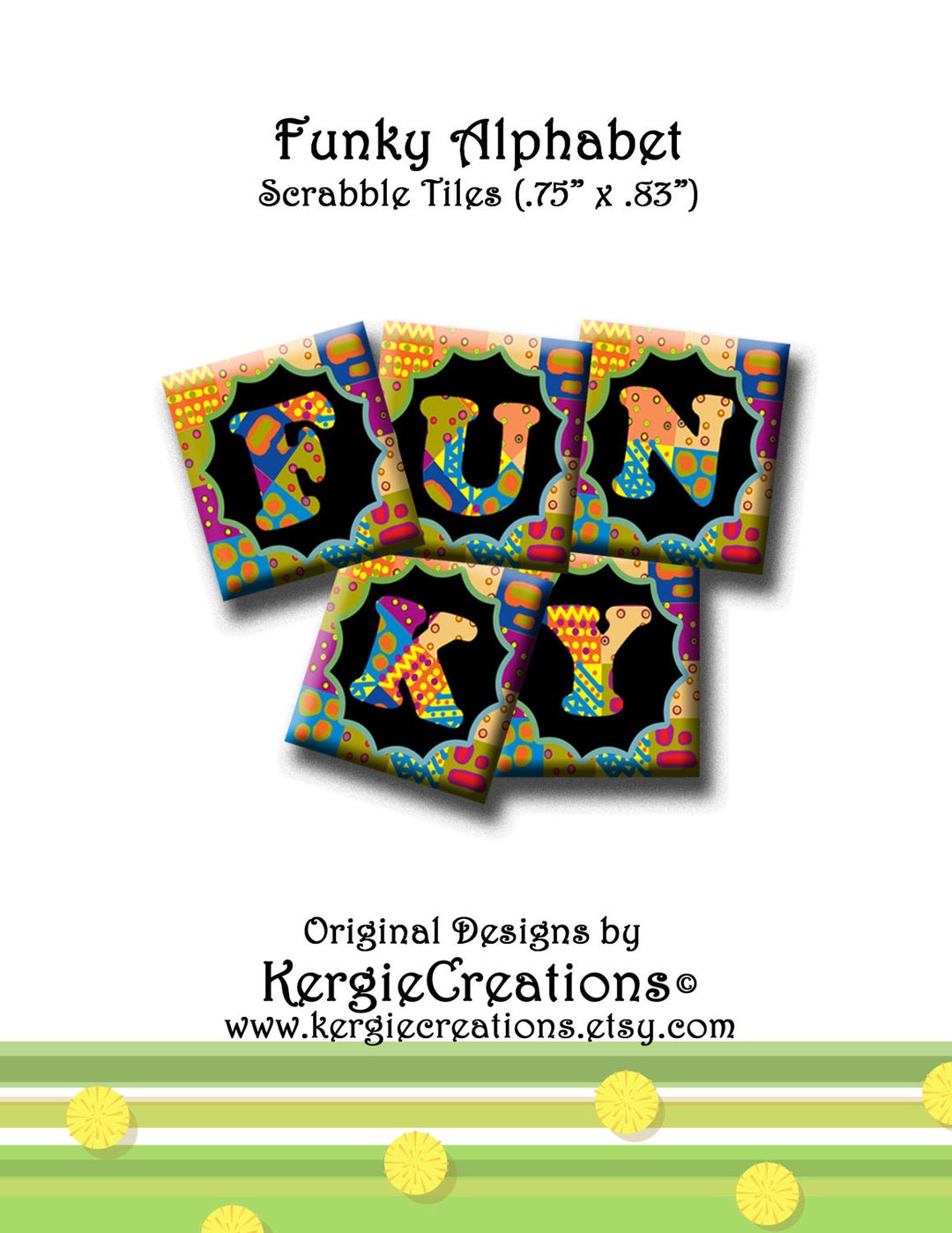 FUNKY ALPHABET Scrabble Tile Images .75 X .83 Images for Pendants ...