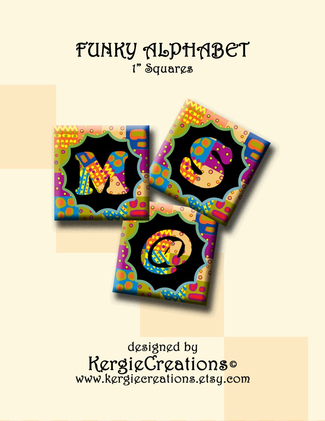 FUNKY ALPHABET - Digital Collage Sheet 1 Inch Square Images for ...