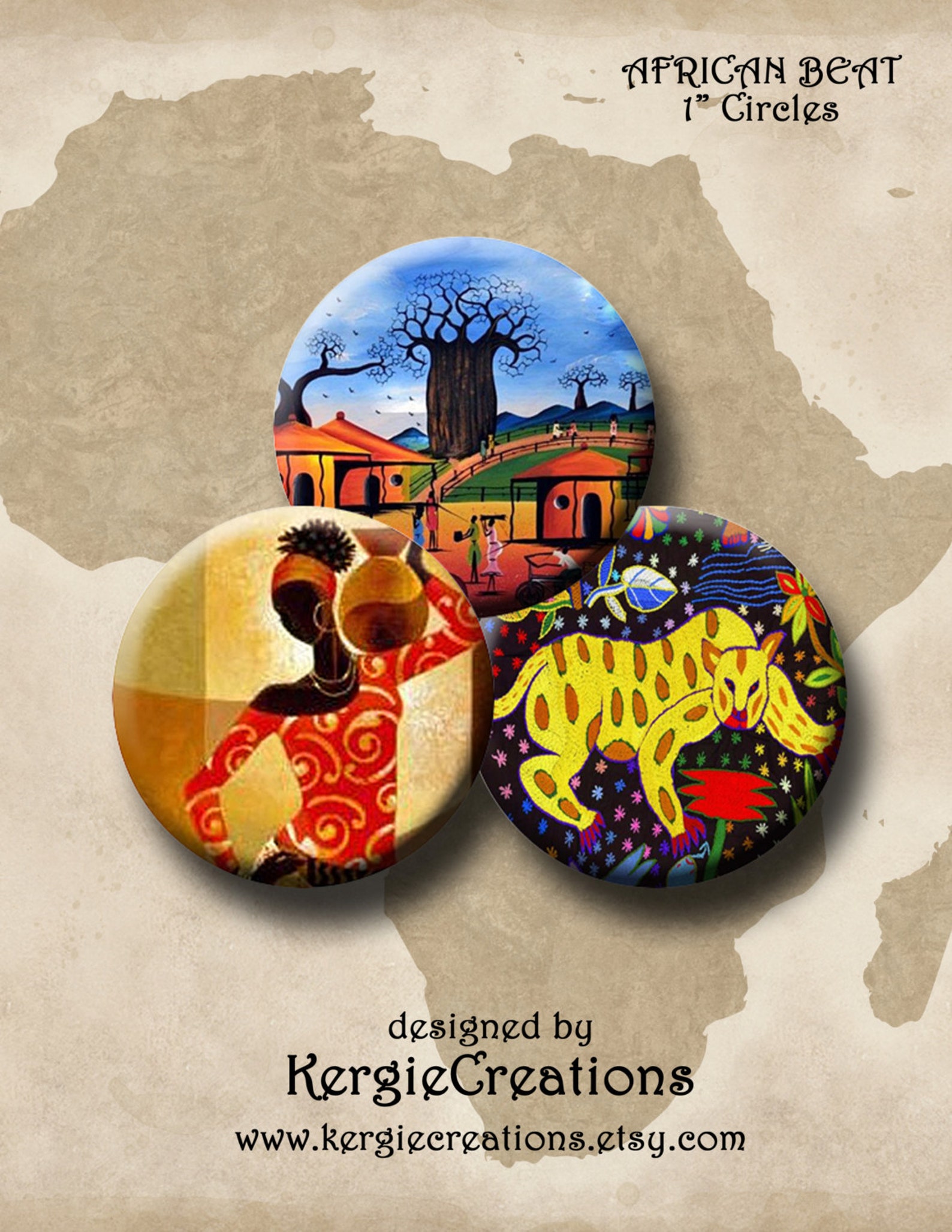 AFRICAN BEAT II Digital Collage Sheet 1 inch circles | Etsy