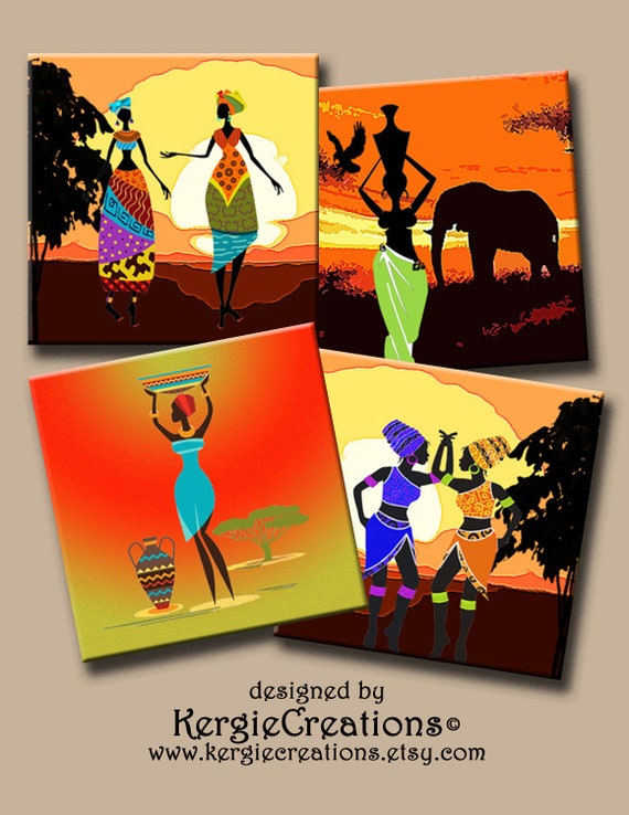 AFRICAN SUNSETS Printable Digital Collage Sheet 10 Cm | Etsy