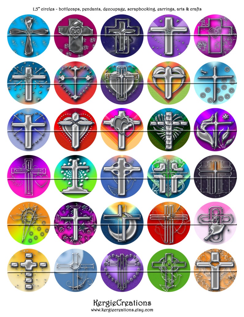 CROSSES Digital Collage Sheet 1 &1.5 Inch Round Images for - Etsy