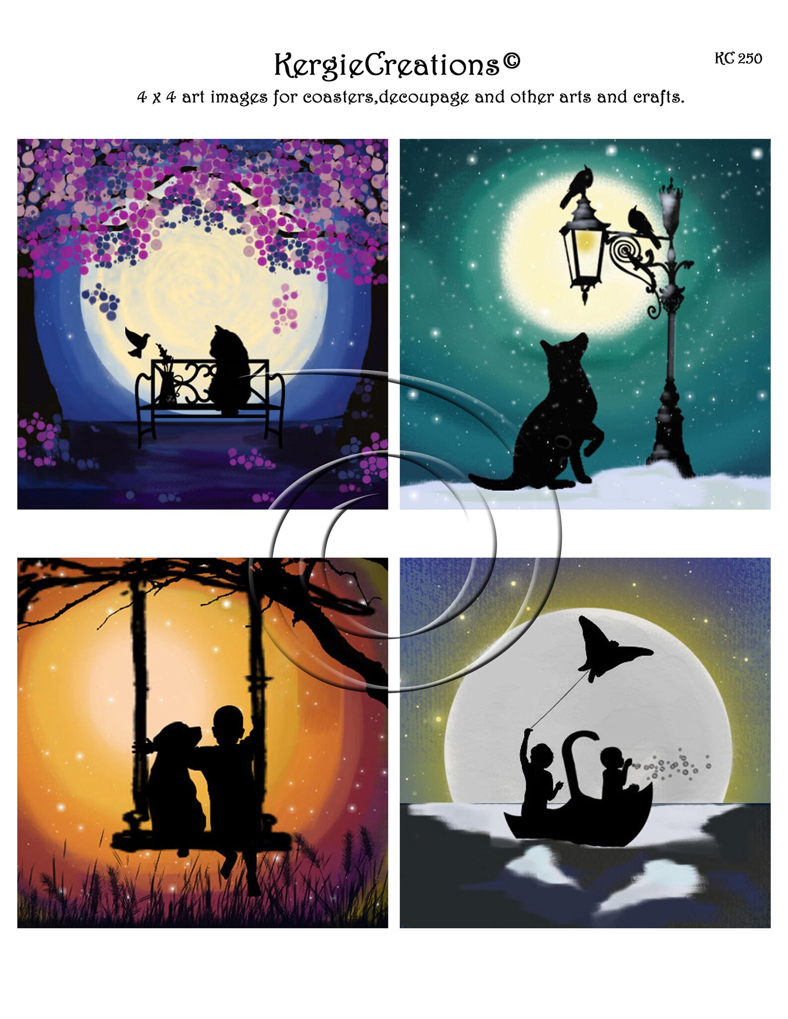 MOONLIGHT MAGIC Printable Digital Collage Sheet 12 X 4 Inch - Etsy