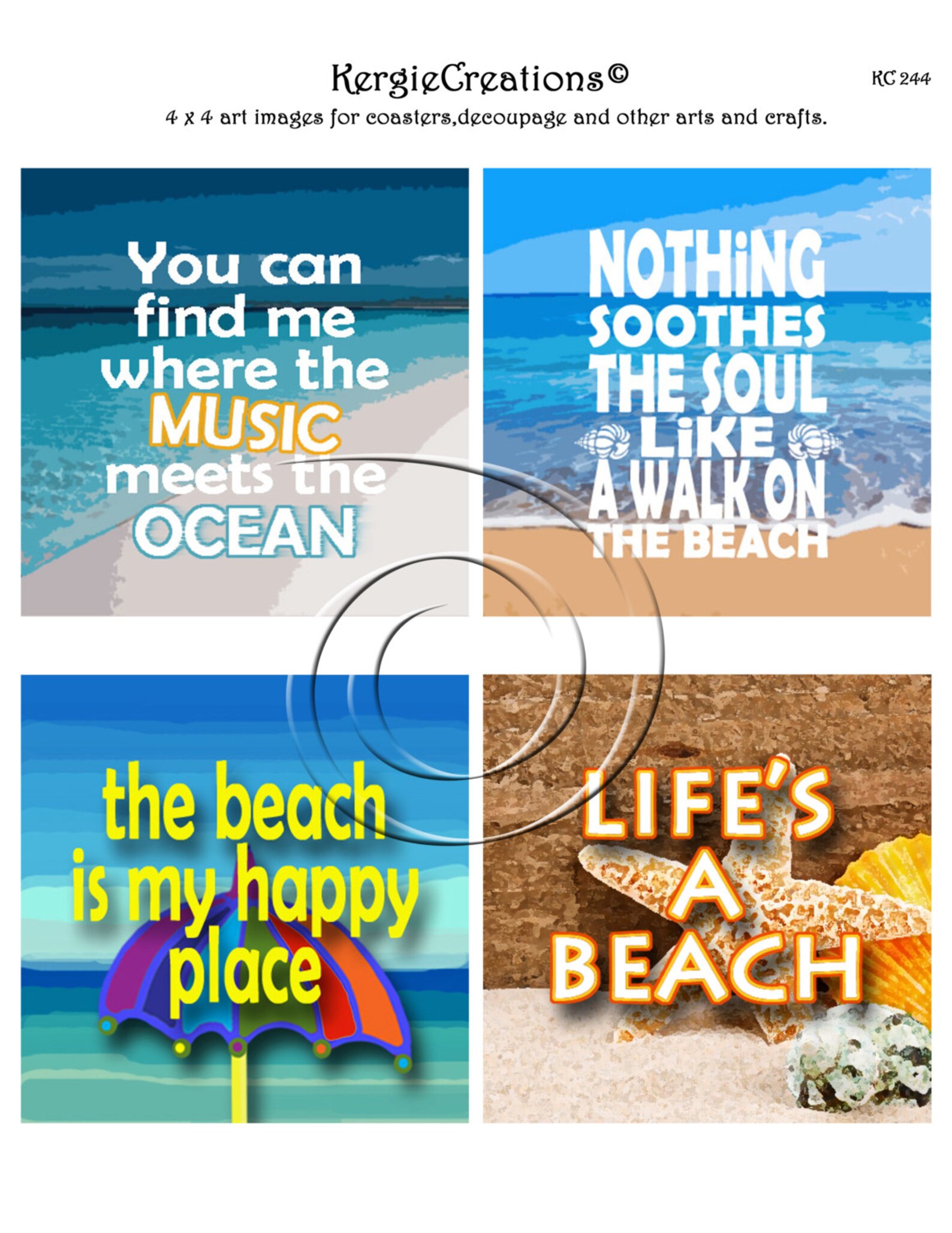 I LOVE THE BEACH - Printable Digital Collage Sheet 12 X 4 Inch Squares ...