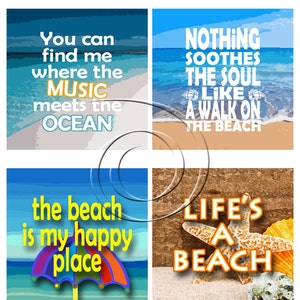 I LOVE THE BEACH - Printable Digital Collage Sheet 12 X 4 Inch Squares ...
