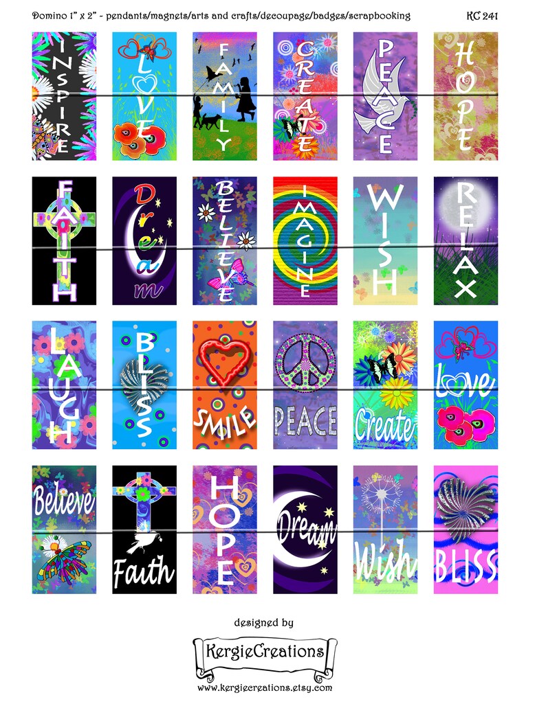 INSPIRE HOPE - Digital Collage Sheet 1x2 Inch Domino Images for ...