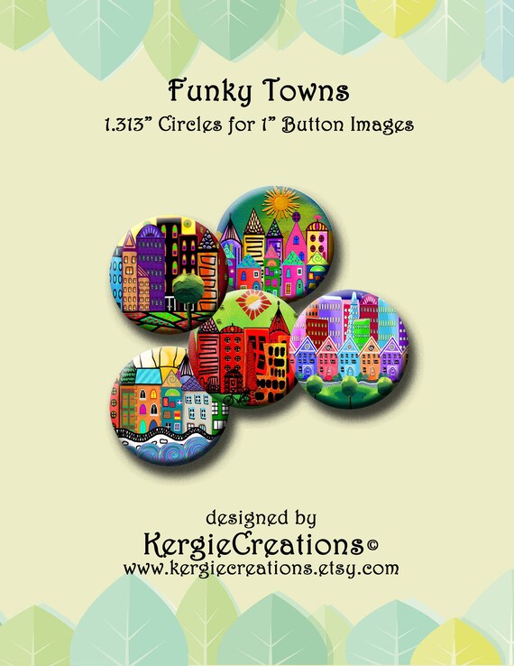 FUNKY TOWNS Digital Collage Sheet 1.313 Inch Round Images | Etsy
