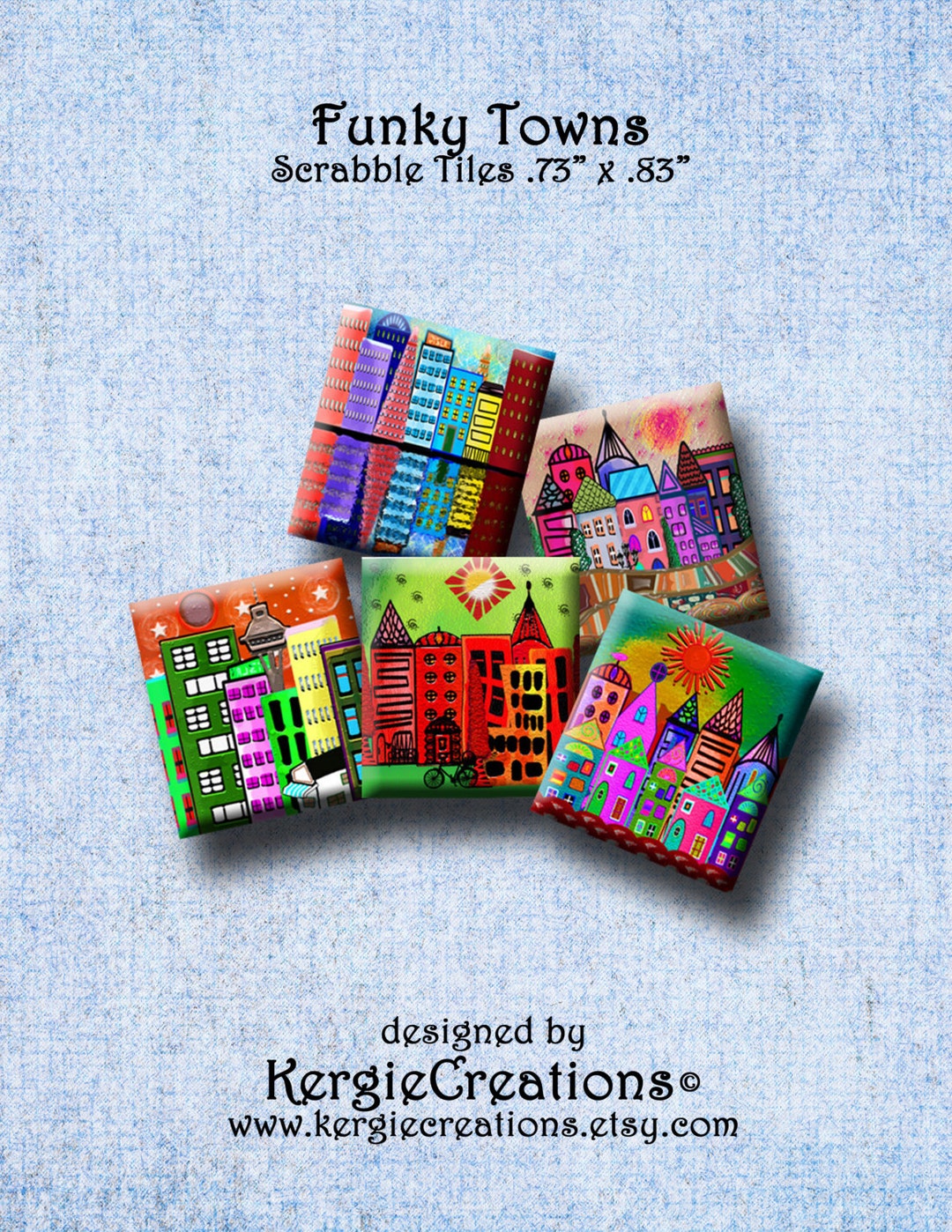 FUNKY TOWNS - Digital Collage Sheet .75 X .83 Inch Scrabble Tile Images ...