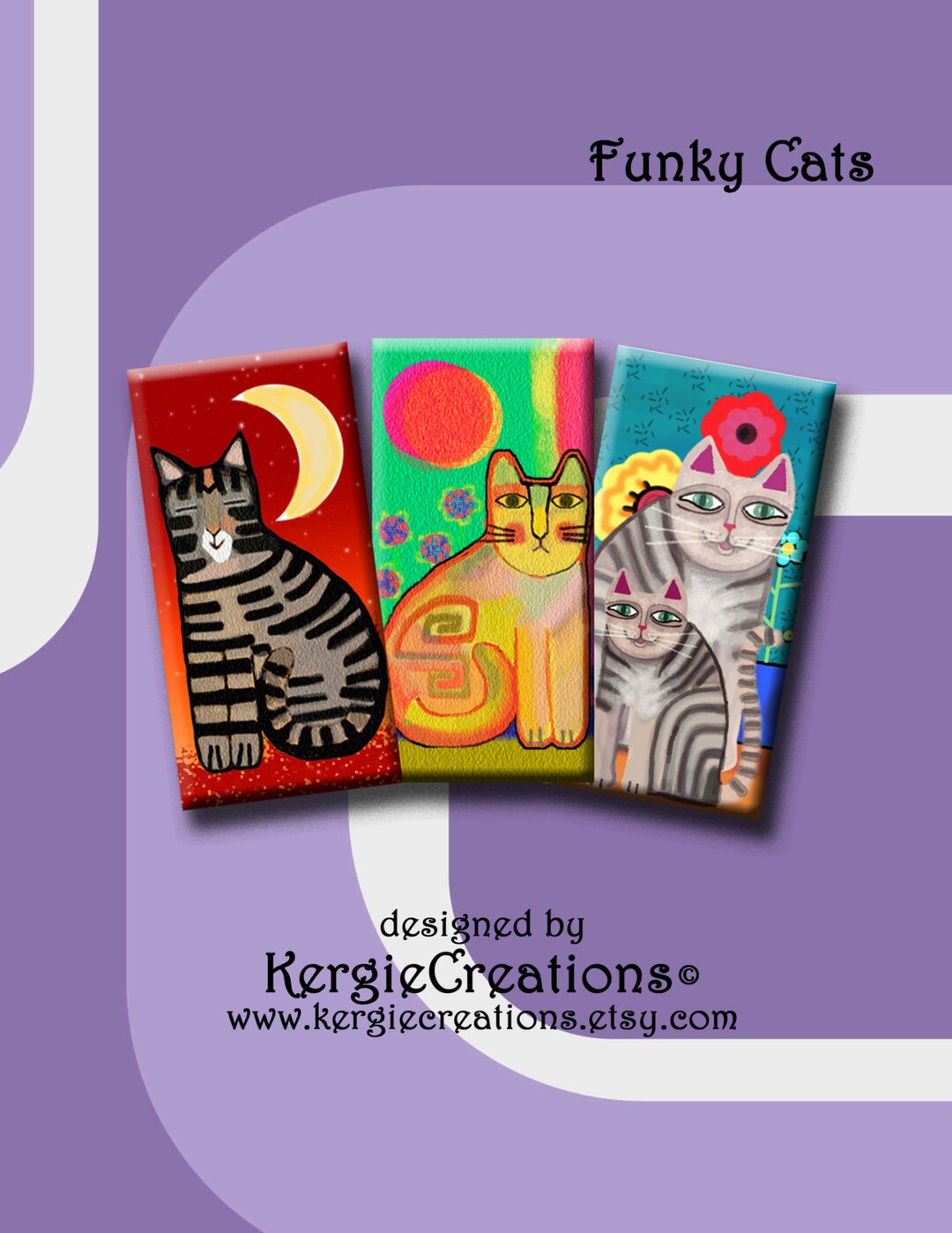 FUNKY CATS - Digital Collage Sheet 1x2 Inch Domino Images for Pendants ...