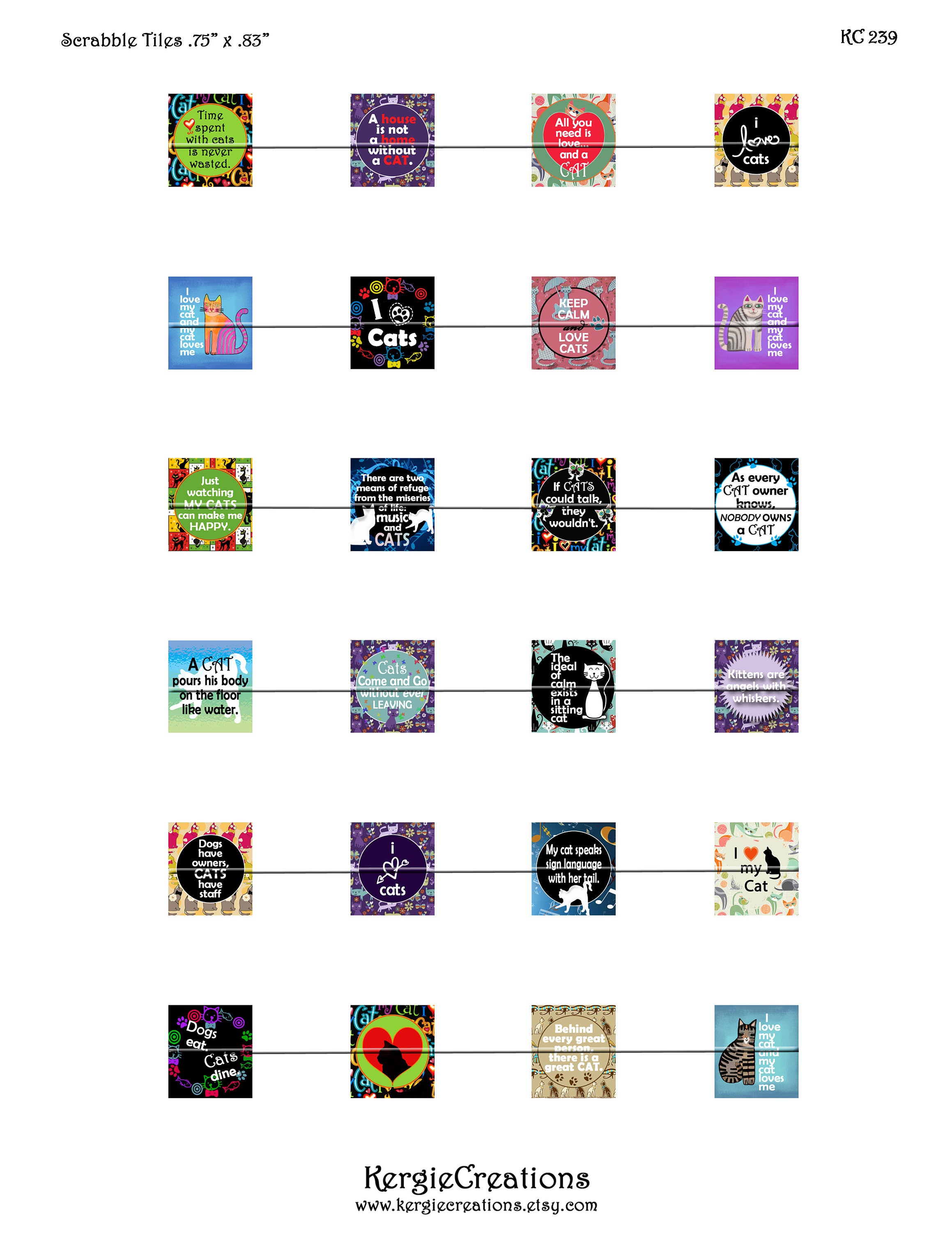 I LOVE CATS Digital Collage Sheet Scrabble Tile .75 - Etsy