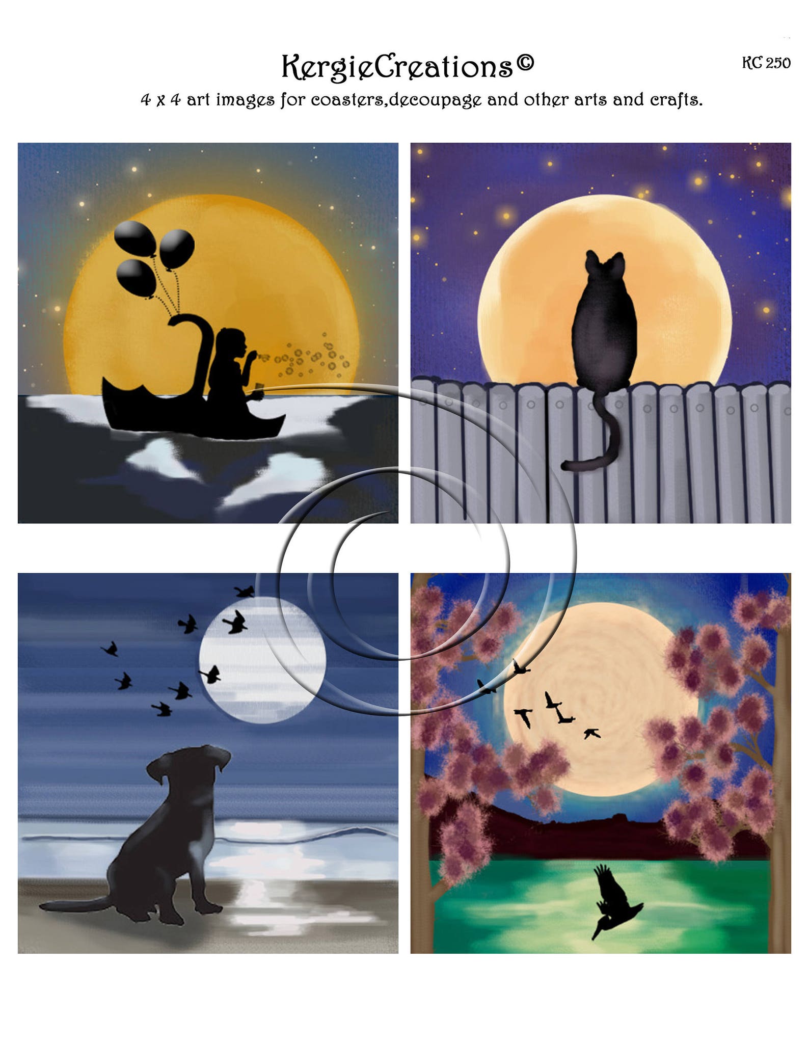 MOONLIGHT MAGIC Printable Digital Collage Sheet 12 X 4 Inch | Etsy