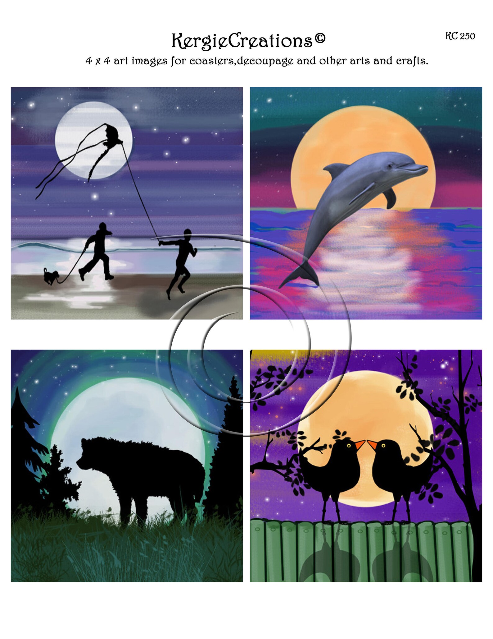 MOONLIGHT MAGIC Printable Digital Collage Sheet 12 X 4 Inch | Etsy