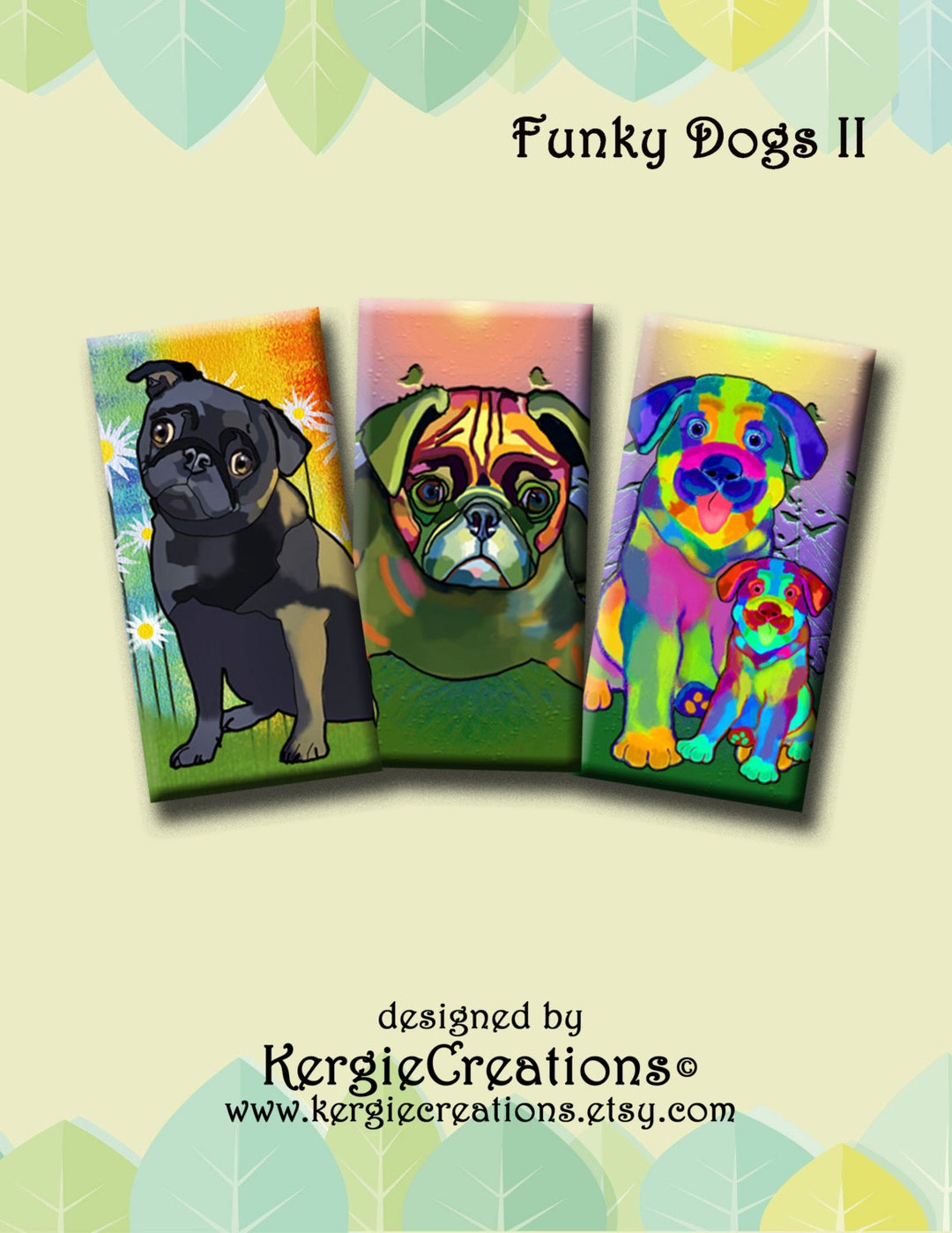 FUNKY DOGS - Digital Collage Sheet 1x2 Inch Domino Images for Pendants ...