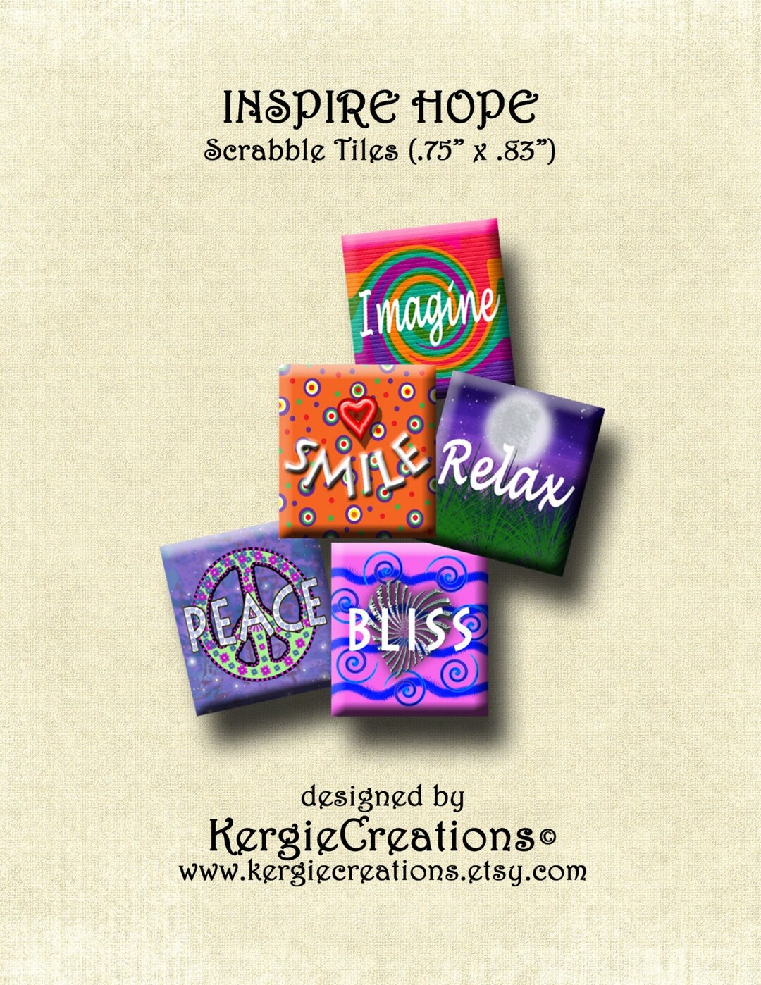 INSPIRE HOPE - Digital Collage Sheet .75 X .83 Inch Scrabble Images for ...