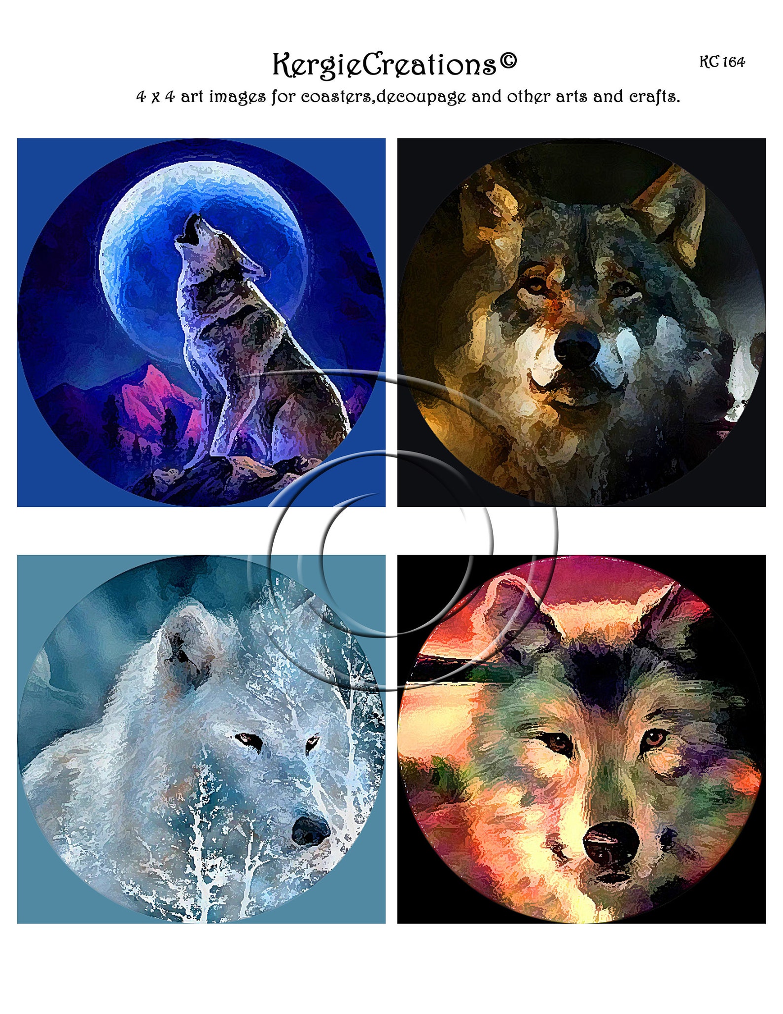 MYSTICAL WOLF 2 Printable Digital Collage Sheet 4 Inch - Etsy
