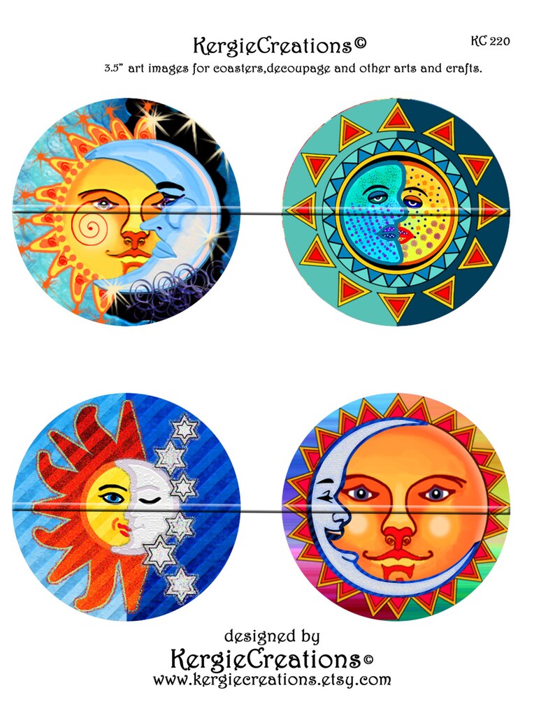 SUN AND MOON Printable Digital Collage Sheet 12 X 3.5 Inch | Etsy