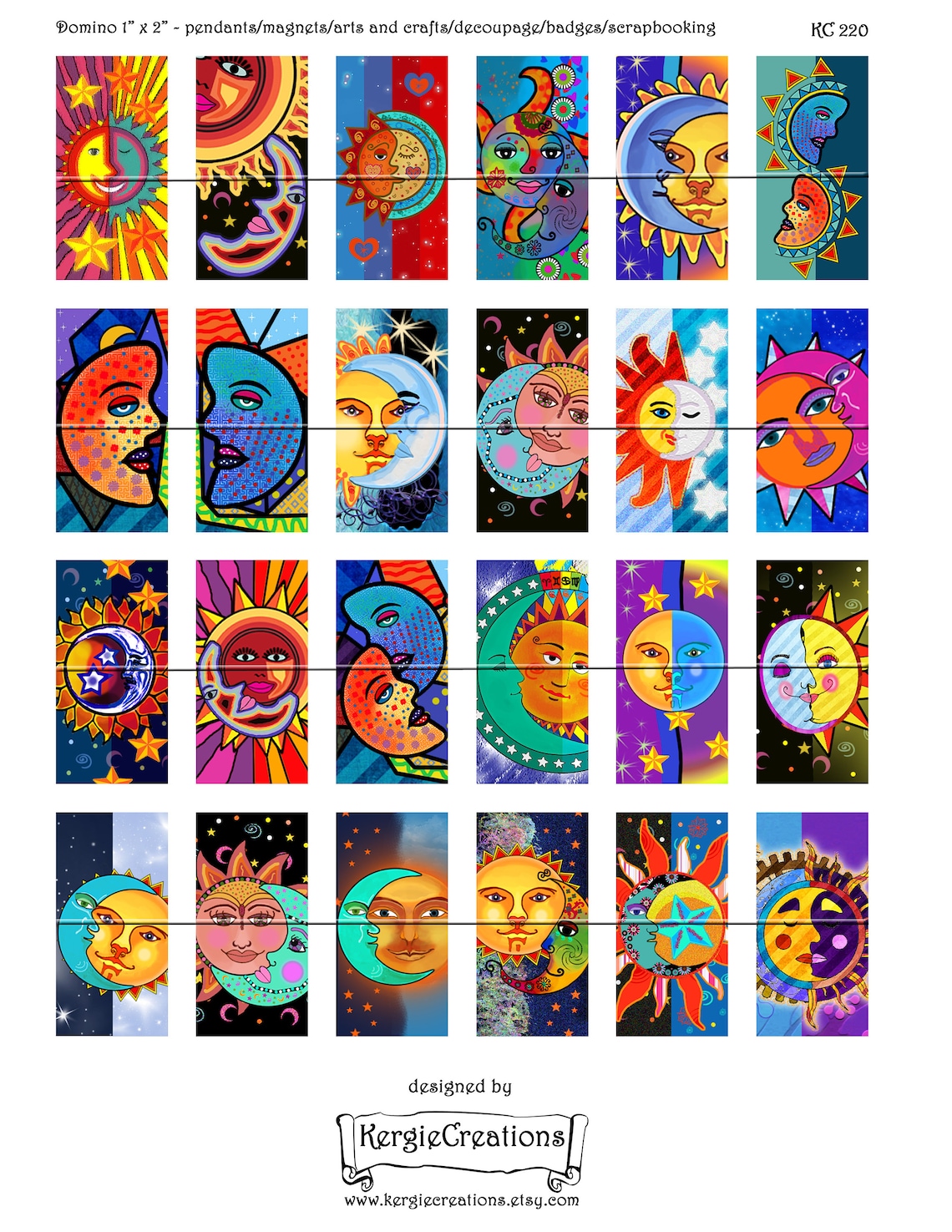SUN AND MOON - Digital Collage Sheet - 1" X 2" Domino Images for ...