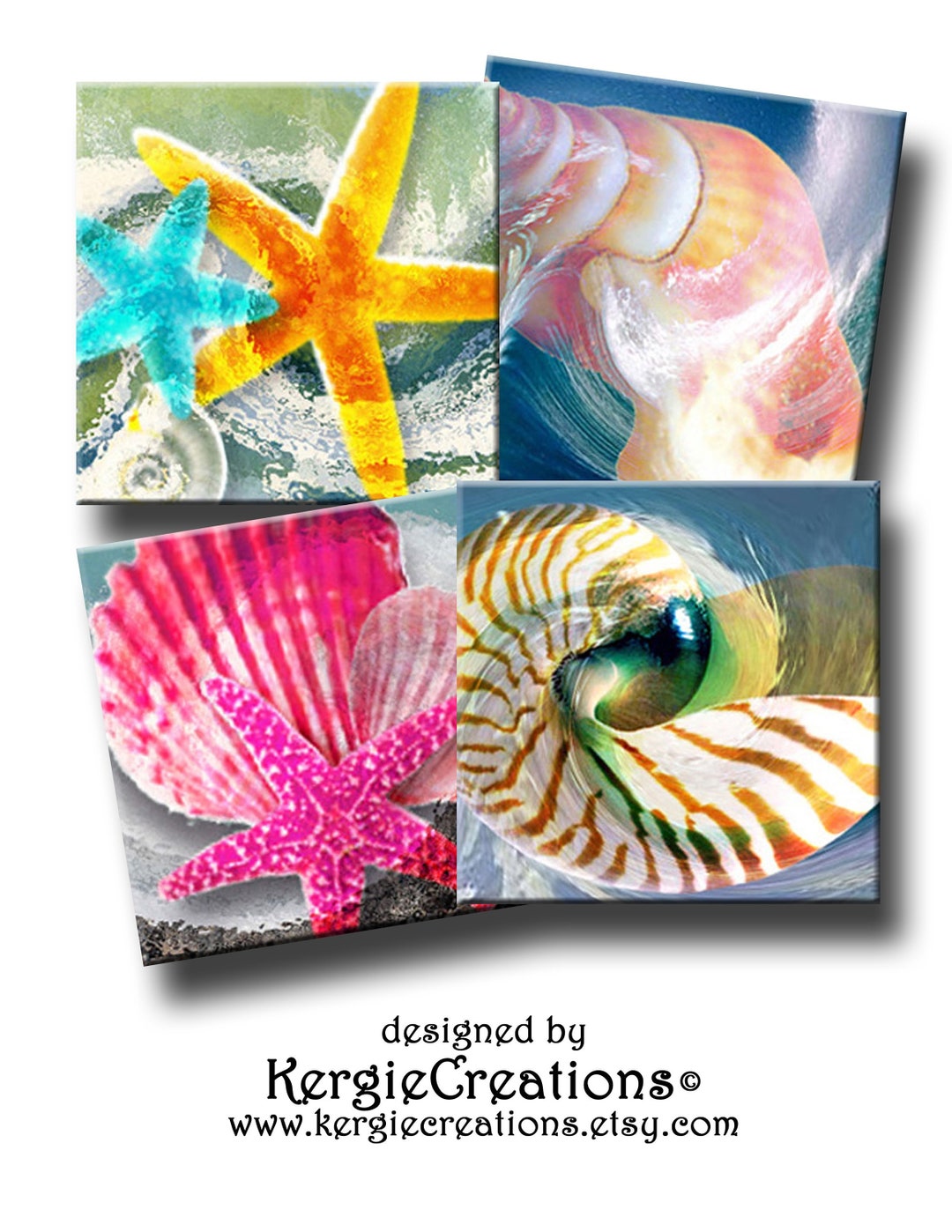 SEASHORE DREAMS - Printable Digital Collage 4 Inch Squares for Coasters ...