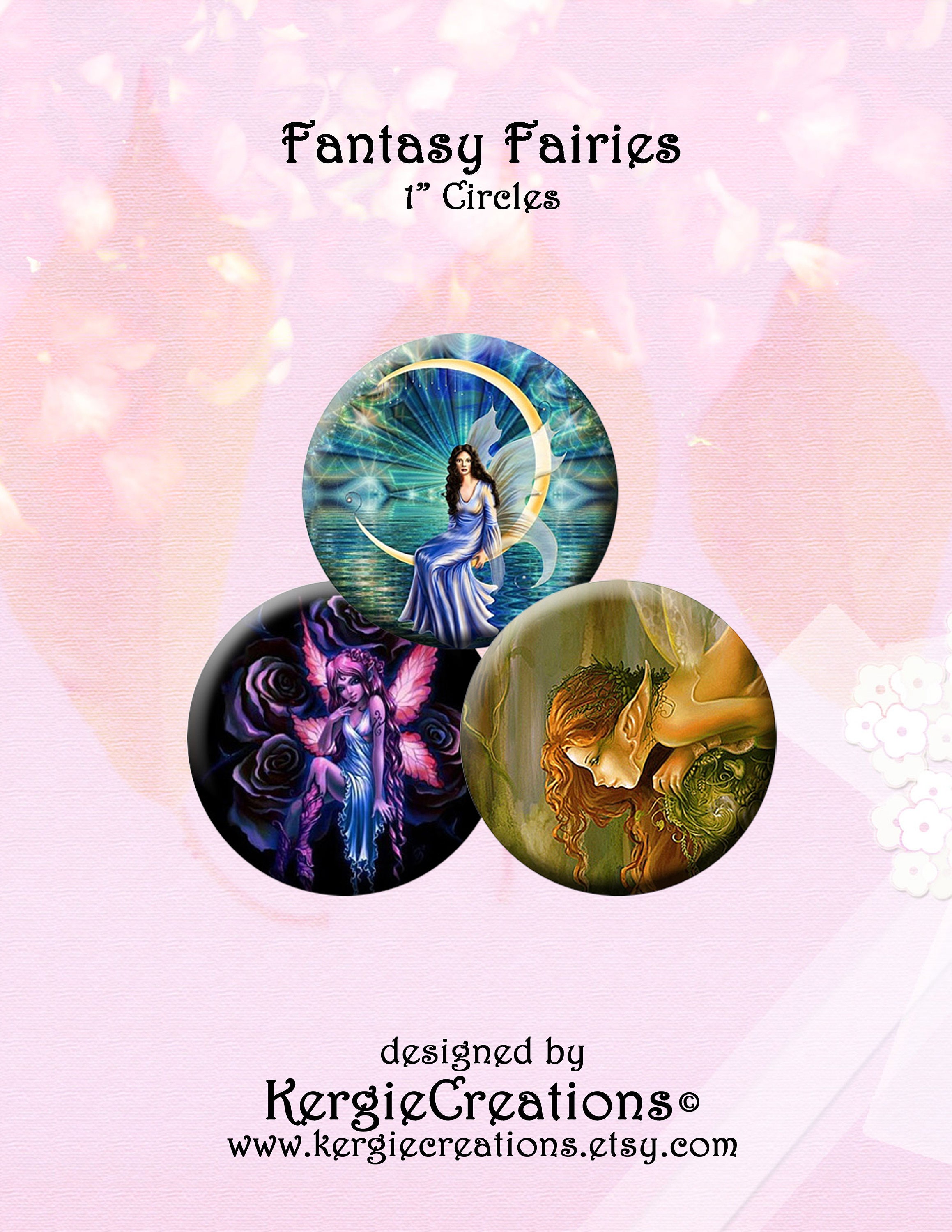 FANTASY FAIRIES Digital Collage Sheet 1 Inch Round Images - Etsy