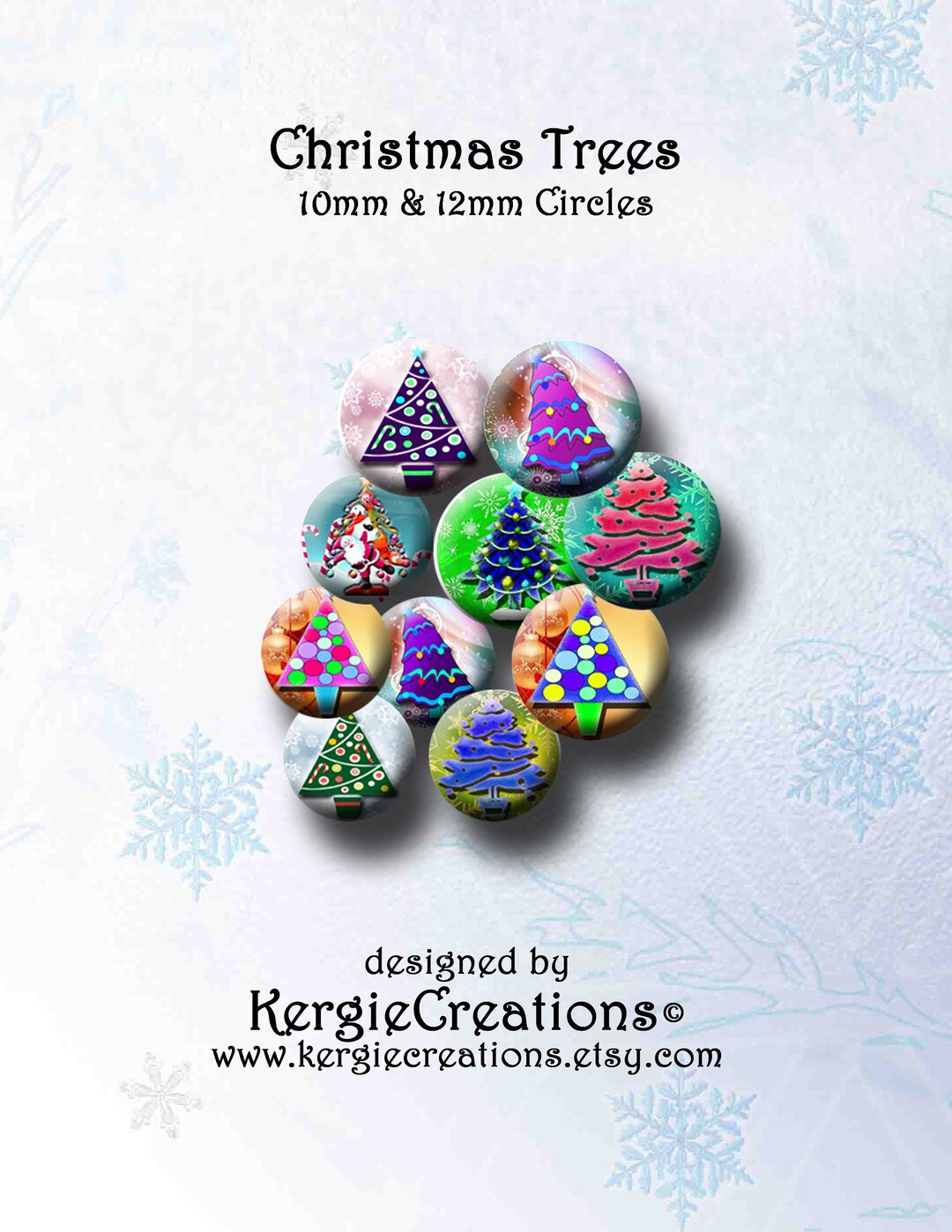 CHRISTMAS TREES 10mm and 12mm Round Images for Pendants, Earrings ...